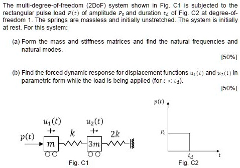 The multi-degree-of-freedom (2DoF) system shown in Fig. C1 is subjected ...