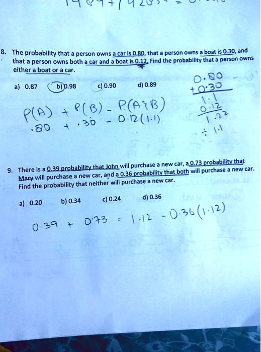 SOLVED 7 The Probability That Person Owns Caris 0 80 That A Person