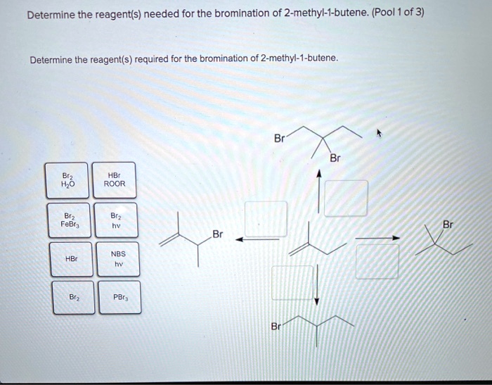 Determine the reagents needed for the bromination of 2-methyl-1-butene ...
