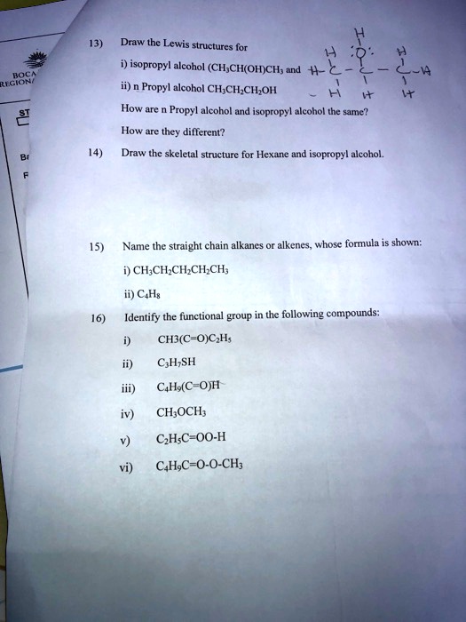 SOLVED: Draw the Lewis structures for 1 i) isopropyl alcohol (CH,CH ...