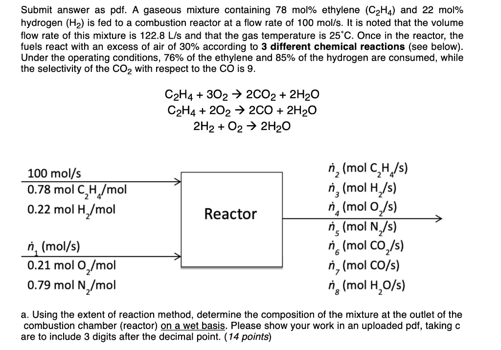 SOLVED: A gaseous mixture containing 78 mol% ethylene (C2H4) and 22 mol ...