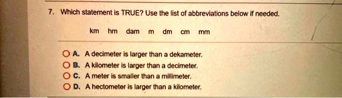 which statement is true use the list of abbreviations below if needed ...