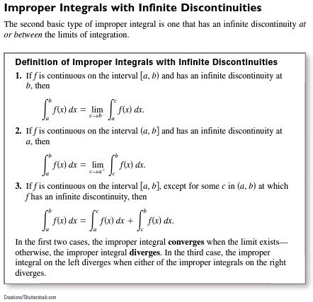 Improper Integrals with Infinite Discontinuities The second basic type of improper integral that ...