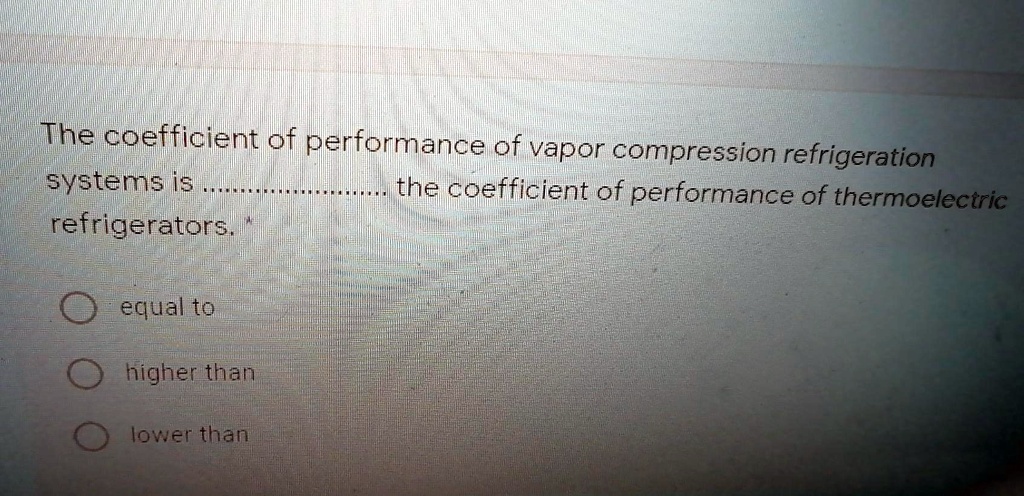 SOLVED: The coefficient of performance of vapor compression ...