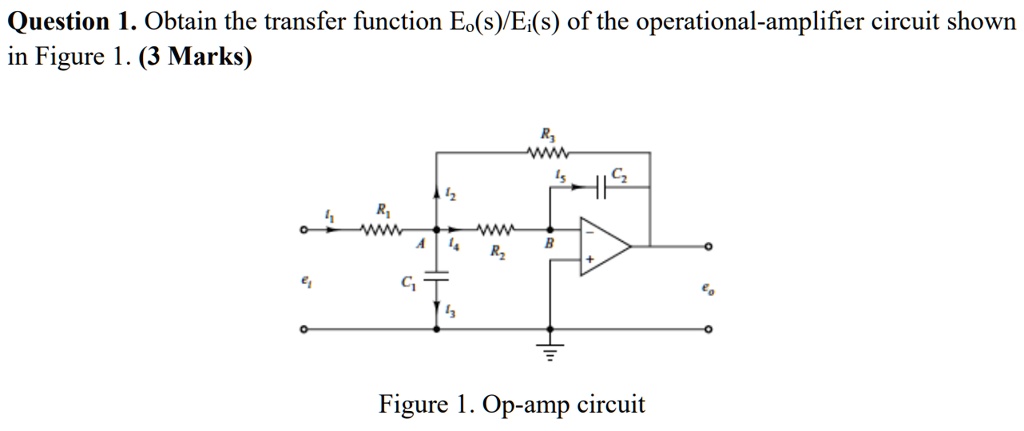 Question 1. Obtain the transfer function Eo(s)/Ei(s) of the operational-amplifier circuit shown ...