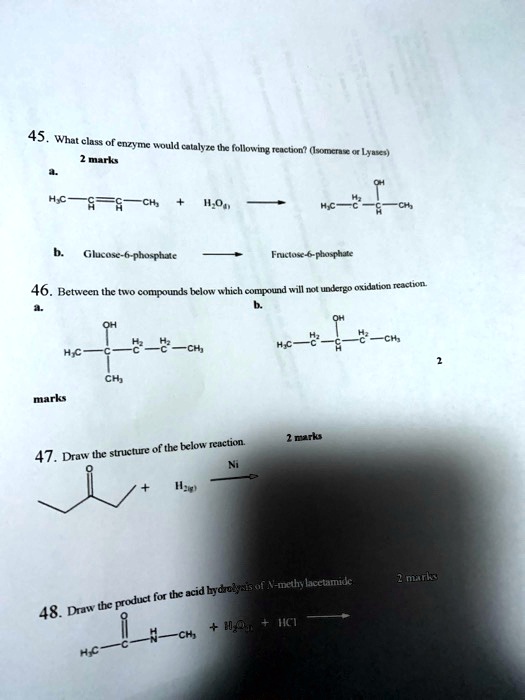 SOLVED: 45. What class of enzyme Would catalyze tha following reaction ...