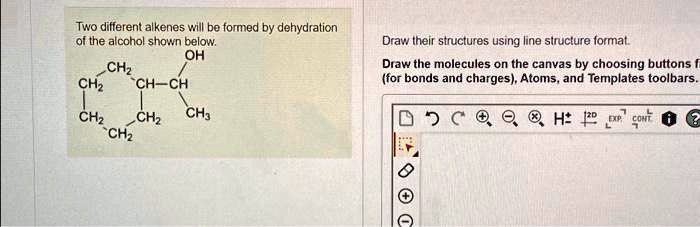 Two different alkenes will be formed by dehydration of the alcohol ...