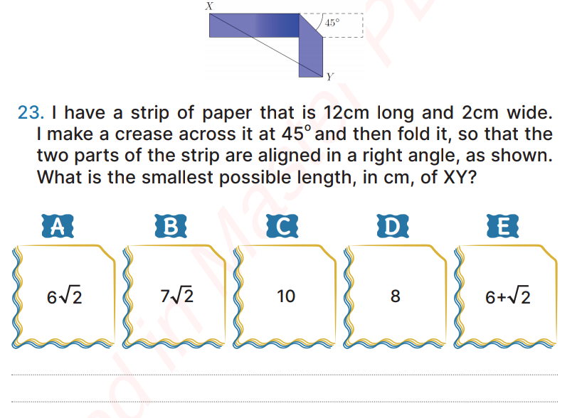 [GET ANSWER] 23. I have a strip of paper that is 12 cm long and 2 cm ...
