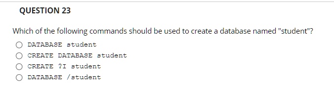 SOLVED: QUESTION 23 Which of the following commands should be used to ... SOLVED: QUESTION 23 Which of the following commands should be used to ...