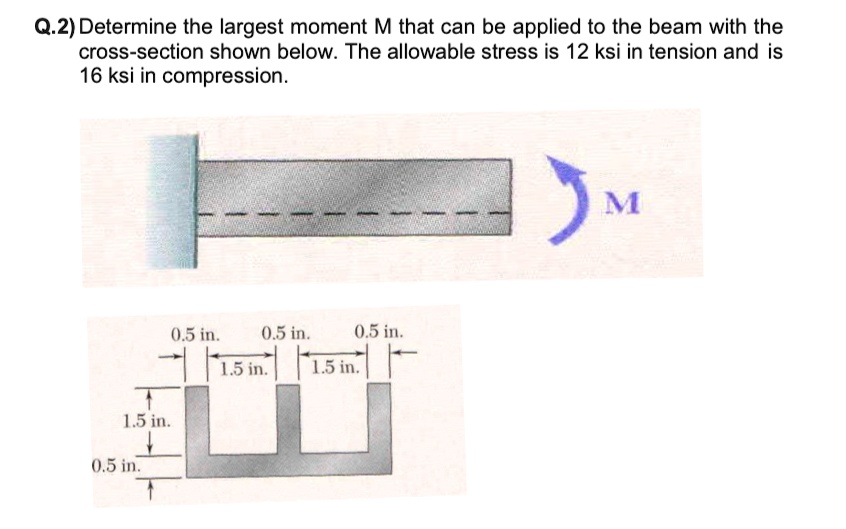SOLVED: Q.2) Determine the largest moment M that can be applied to the ...