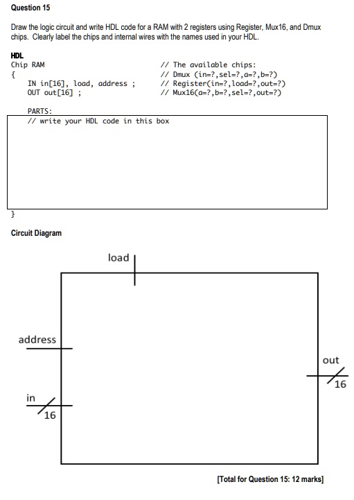 Solved Draw The Logic Circuit And Write Hdl Code For A Ram With 2 7359