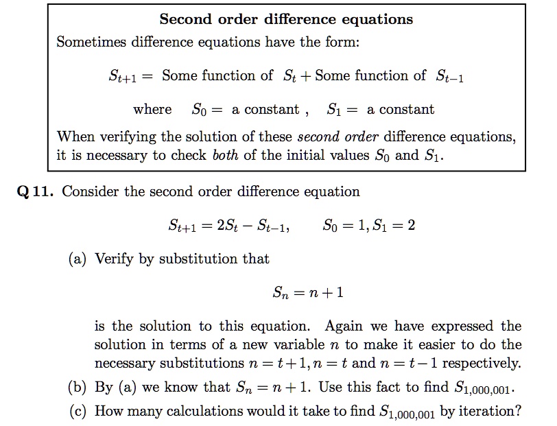 SOLVED: Second order difference equations Sometimes difference ...