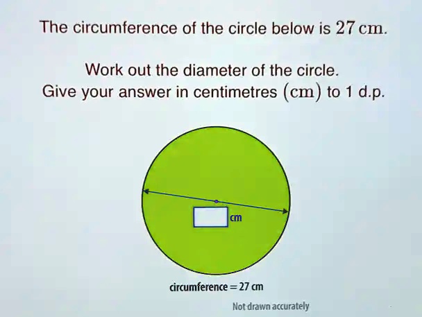 The circumference of the circle below is 27 cm. Work out the diameter ...