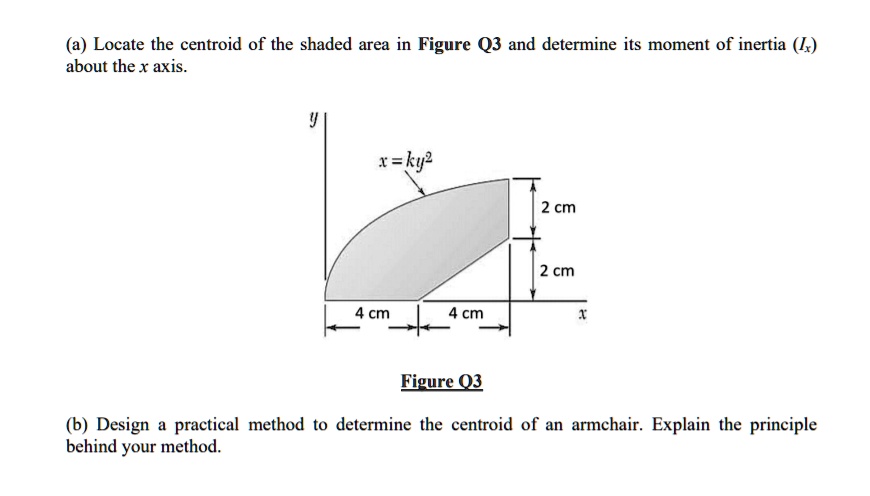 (a) Locate the centroid of the shaded area in Figure Q3 and determine ...