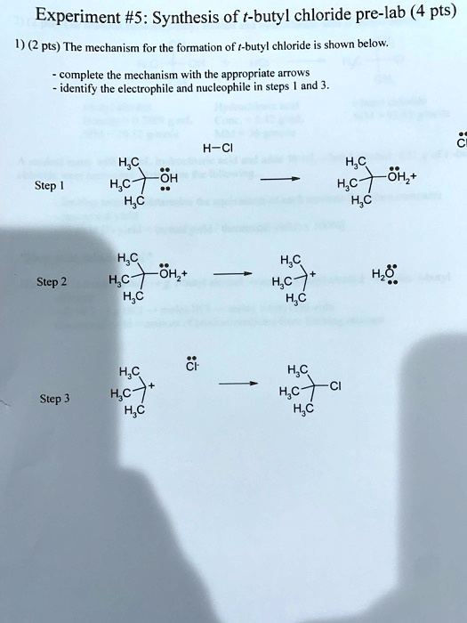SOLVED: Experiment #5: Synthesis of t-butyl chloride pre-lab (pts) 1 ...