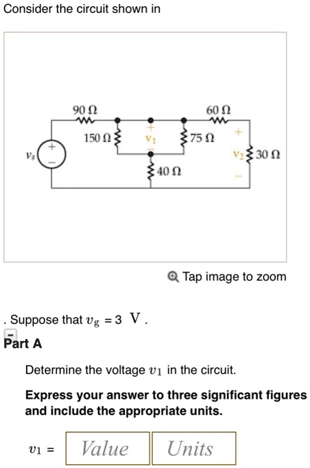 SOLVED: Find v1,v2 Consider the circuit shown in 90 WM 09 WM 150 75 V7 30 40 Tap image to zoom ...
