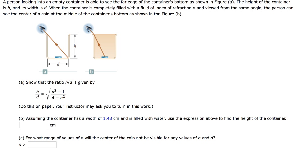 A person looking into an empty container is able to see the far edge of ...