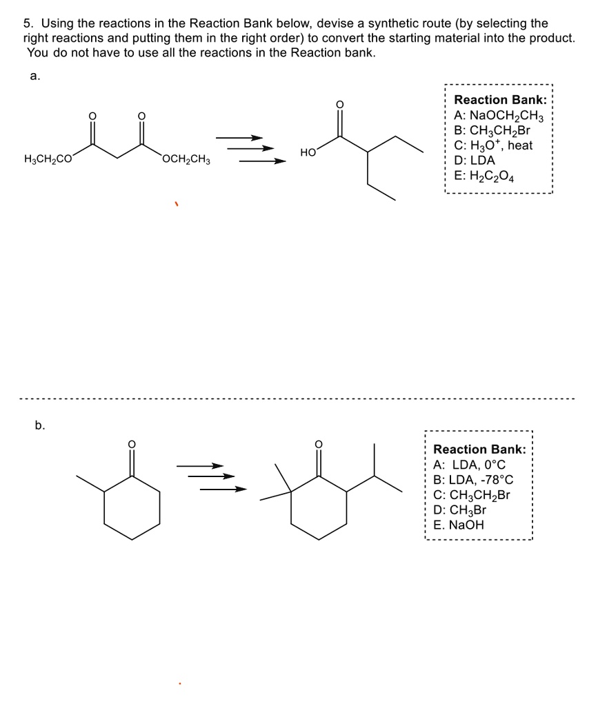 SOLVED: Using the reactions in the Reaction Bank below, devise a ...