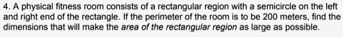 SOLVED:A physical fitness room consists of a rectangular region with a ...