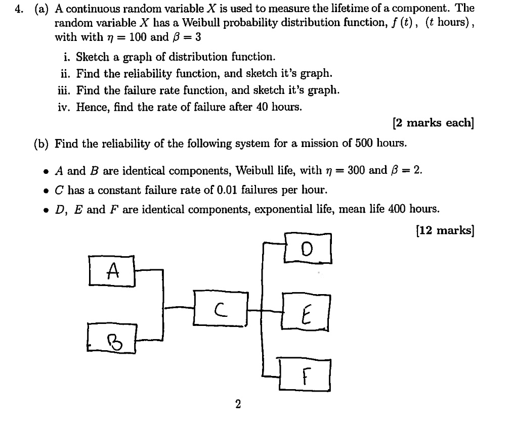 SOLVED: (a) A continuous random variable X is used to measure the lifetime of a component. The ...