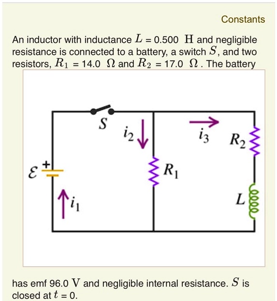 Constants An inductor with inductance L = 0.500 H and...