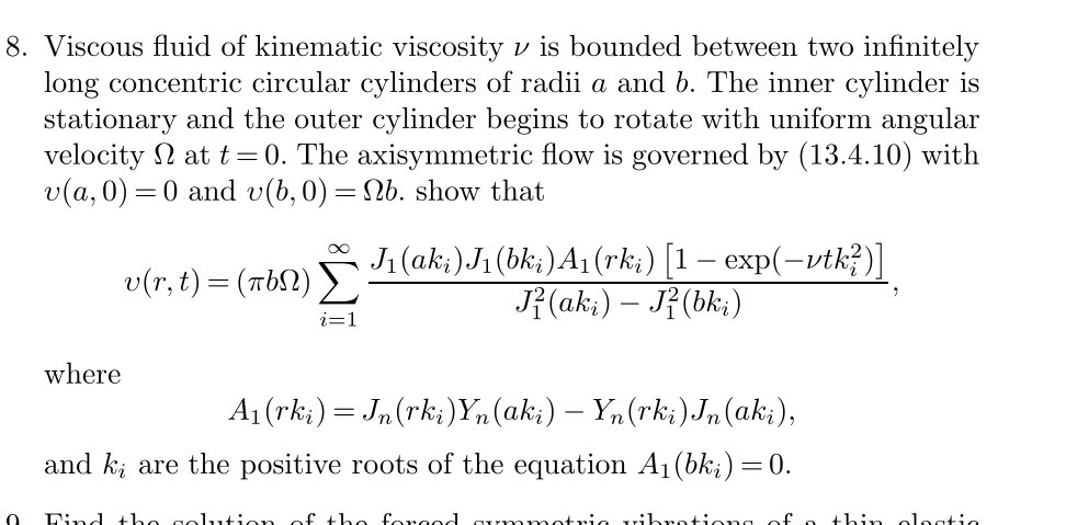 SOLVED: 8. Viscous fluid of kinematic viscosity ν is bounded between ...