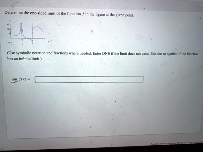 SOLVED: Determine the one-sided limit of the function In the figure at the given point (Use ...