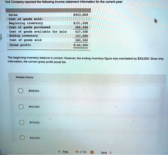 SOLVED: Hull Company reported the following income statement ...