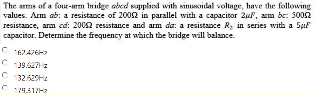 The arms of a four-arm bridge abcd supplied with sinusoidal voltage ...