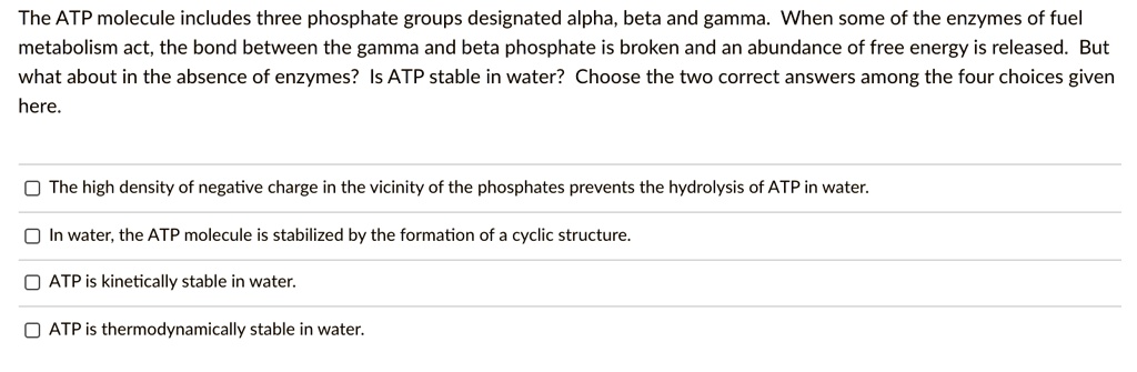 the atp molecule includes three phosphate groups designated alpha beta ...
