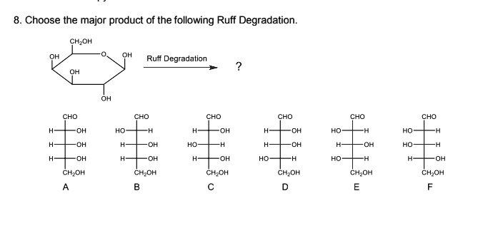 8 choose the major product of the following ruff degradation ch oh ruff ...