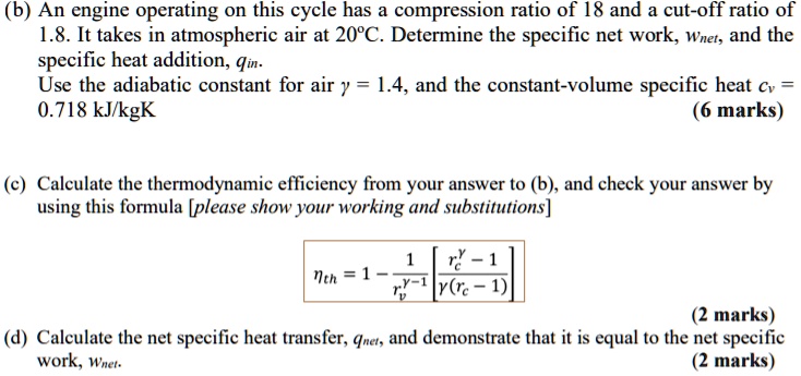 An engine operating on this cycle diesel cycle has a...