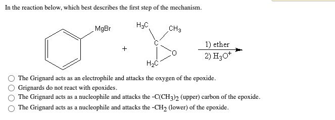 SOLVED: In the reaction below. which best describes the first step of ...
