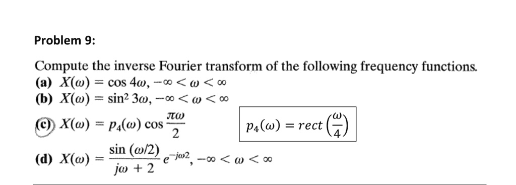 Problem 9: Compute the inverse Fourier transform of the following ...