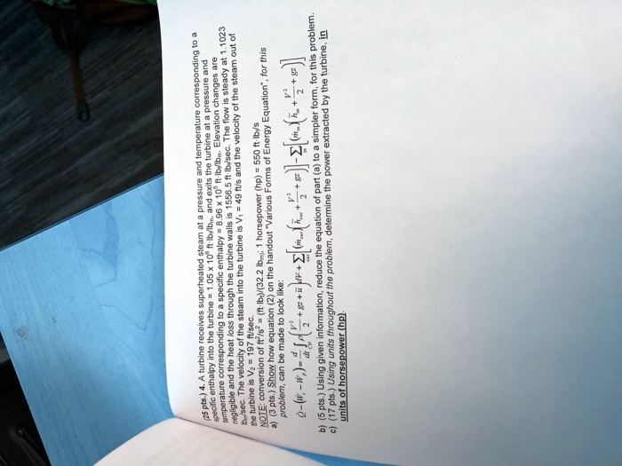 SOLVED: A gas exits the turbine at a pressure and temperature of zA ...