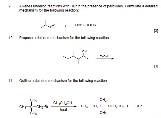 SOLVED: Alkenes undergo reactions with HBr in tne presence of peroxides ...