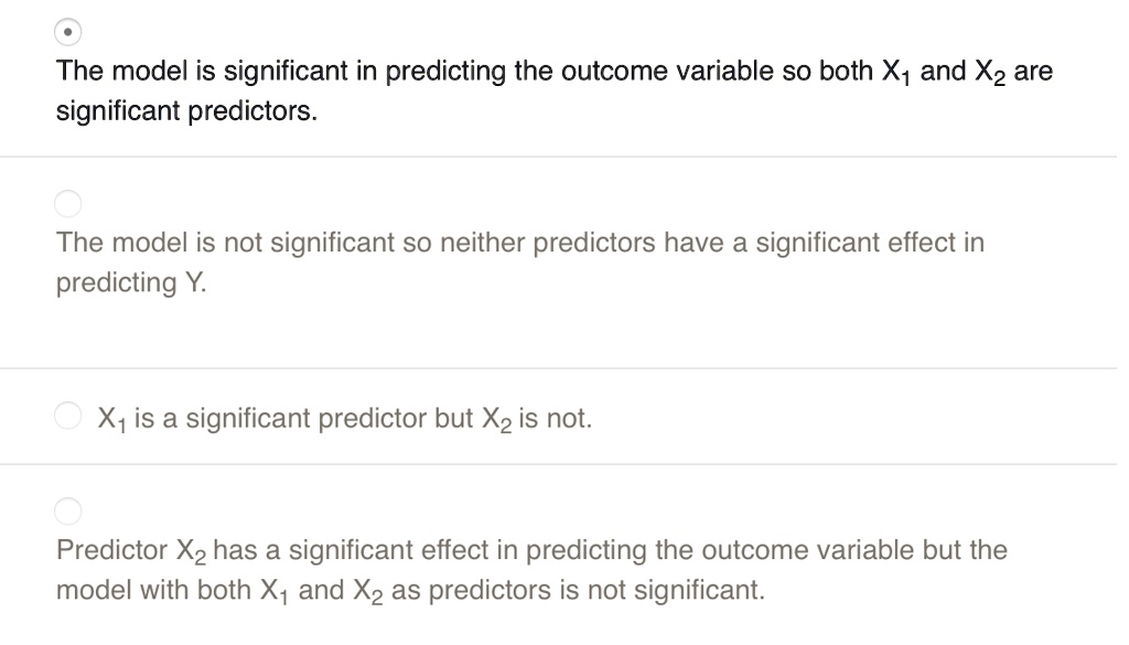 Solved The Model Is Significant In Predicting The Outcome Variable So Both X1 And Xz Are