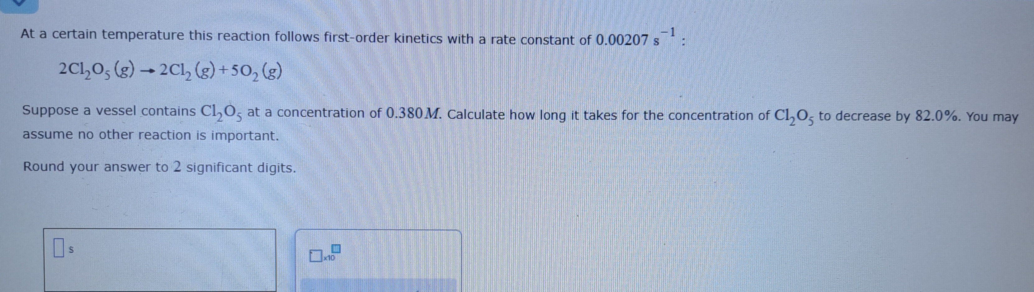 SOLVED: At a certain temperature this reaction follows first-order ...