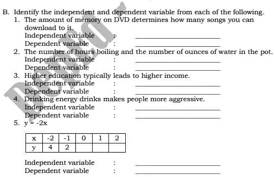 identify the independent and dependent variable from each 0f the following the amount of memory ...