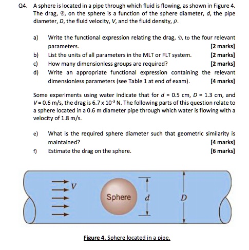 SOLVED: Q4. A sphere is located in a pipe through which fluid is ...
