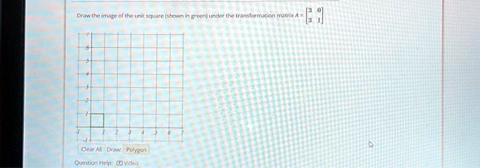 Draw the image of the unit square (shown in green) under the...