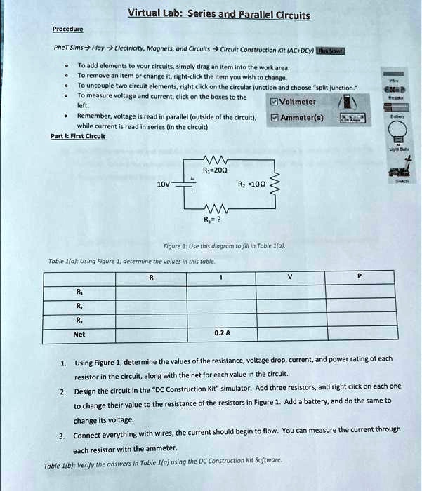 SOLVED: Texts: Virtual Lab: Series and Parallel Circuits Procedure ...