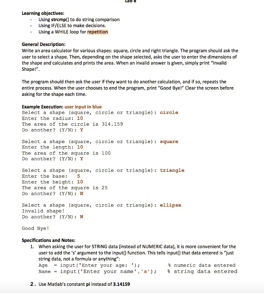 VIDEO solution: Lab 8 Learning objectives: Using strcmp to do string ...