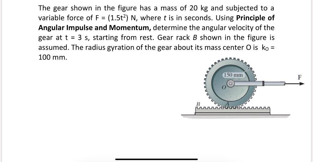 SOLVED: The gear shown in the figure has a mass of 20 kg and is ...