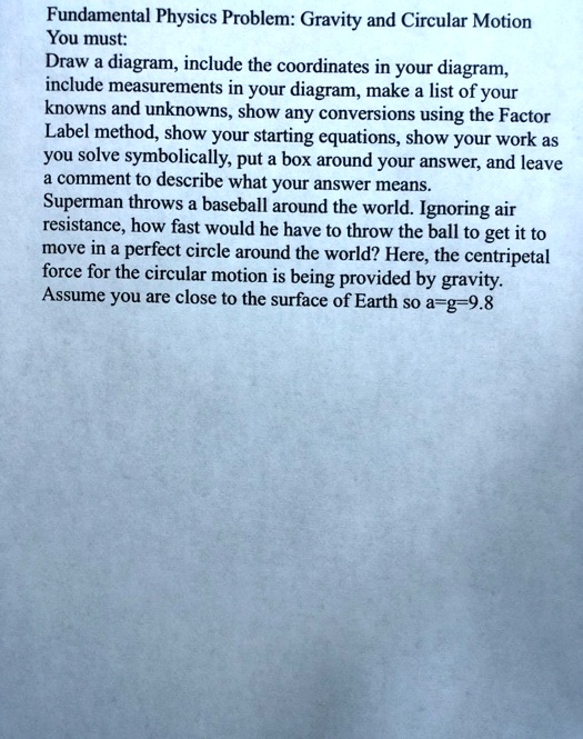 fundamental physics problem gravity and circular motion you must draw a ...