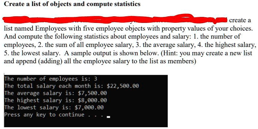 Solved Please Use Python Program Create A List Of Objects And Compute Statistics Createa List