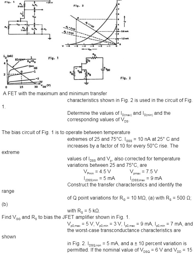 SOLVED: A FET with the maximum and minimum transfer characteristics shown in Fig. 2 is used in ...