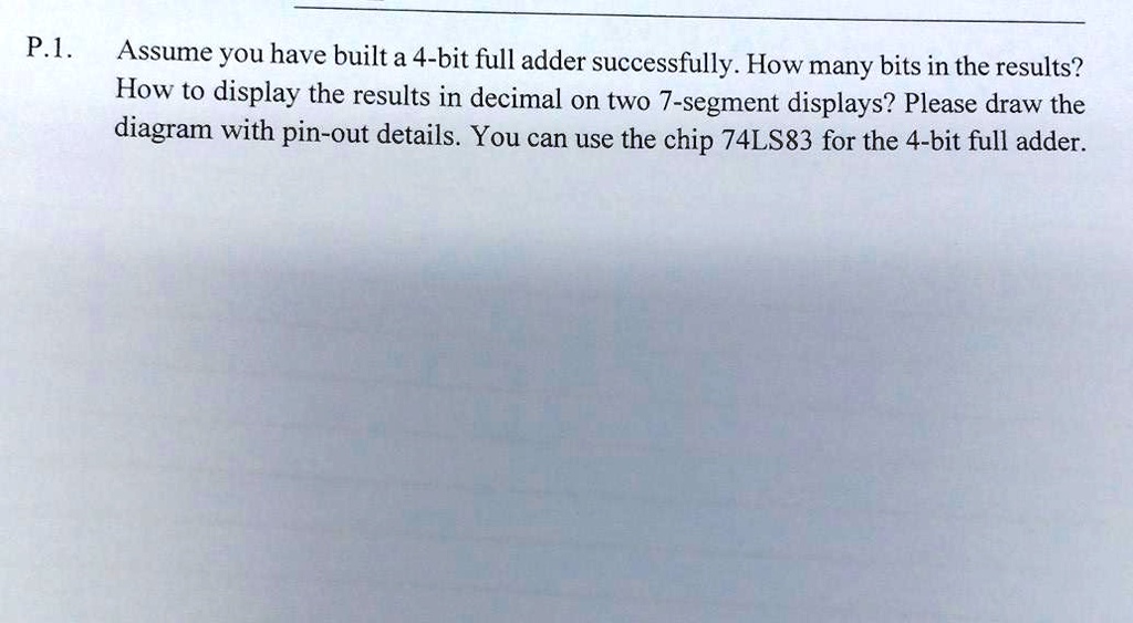 P.1. Assume you have built a 4-bit full adder successfully. How many ...