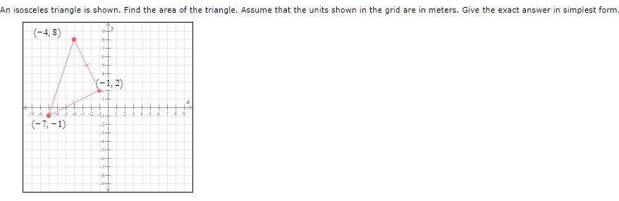SOLVED: An isosceles triangle is shown. Find the area of the triangle ...