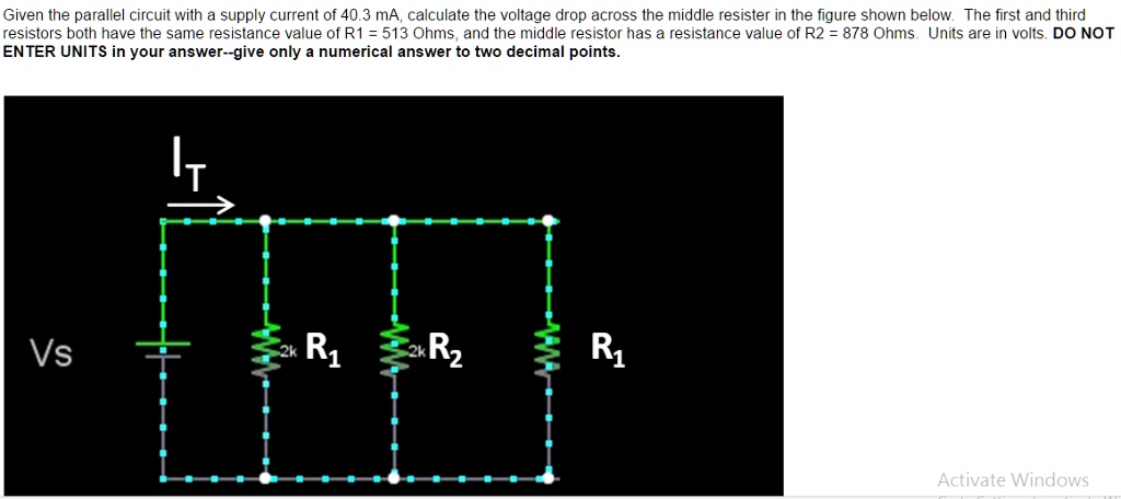Given the parallel circuit with a supply current of 40.3 mA, calculate ...